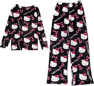 Generic Pyjama Femme Hiver Pilou - Ensembles de Pyjama Femme et Fille Combinaison Pyjama Polaire Chaud Leger et Doux Manche Longue Col Rond 2 Pièces Vêtements