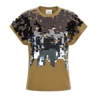 Nude Sequin T-Shirt - - Tops - Damen - Braun - L