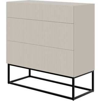 Selsey Veldio - Kommode mit 3 Schubladen, graubeige mit schwarzem Metallgestell, 90 cm - Selsey