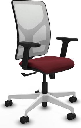 Piqueras y Crespo Schreibtischstuhl aus Kunstleder mit 2D-Armlehnen, h&ouml;henverstellbare Lendenwirbelst&uuml;tze, ausgestattet mit 3 Positionen und Schneidschaum, Wei&szlig;/Granatr