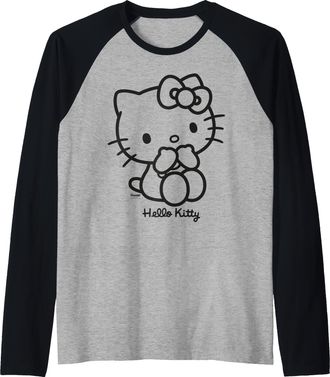 Hello Kitty Outline XOXO-Figur im Retro-Look, niedliche Schleife Raglan