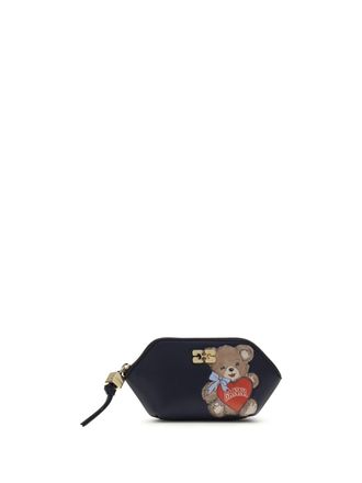Ganni Womens Coin Purse Bou Black-Iris Recycled Leather Wallets & Purses Black/iris