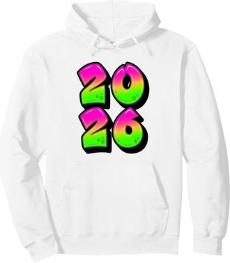 BDAZ 2026 Graffiti Neujahr Senior Highschool Rosa Gr&uuml;n Pullover Hoodie