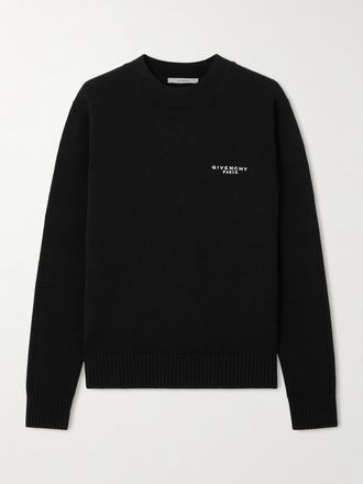 Givenchy Pull En Laine Et Cachemire Mélangés À Broderie - Noir