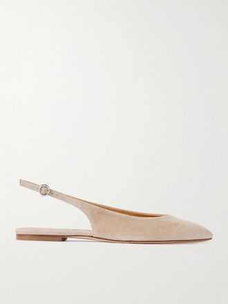 Aeyde Amelia Flache Slingback-schuhe Aus Veloursleder - Neutral