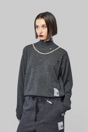 Miharayasuhiro Pearl Distressed Knit LS Pullover