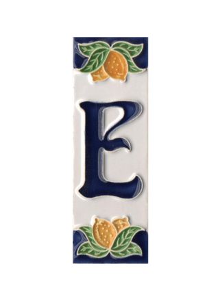 Generic Hausnummern, italienische Keramik-Zahlen und Buchstaben, Zitronendesign, Fliesengr&ouml;&szlig;e: 10 cm x 3,5 cm (Buchstabe E)