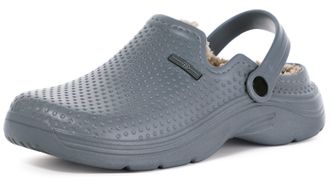 Eagsouni Clogs Hausschuhe Gef&uuml;ttert Herren Damen Winter Gartenschuhe Wasserdicht Gartenclogs Warme Pantoletten rutschfeste, Dunkelgrau, 40 EU