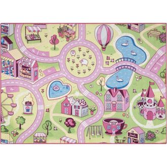 RugsX TAPIS REBEL ROADS Sweet town 26 Bonbons, antidérapant pour enfants - rose / vert multicolour 95x133 cm