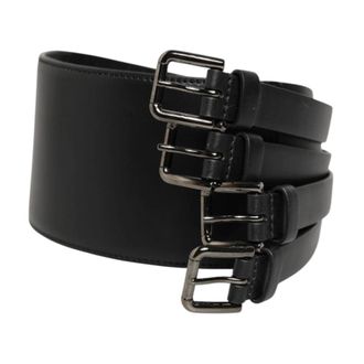 Dolce & Gabbana Lederg&uuml;rtel mit 4 Riemen und mehreren Schnallen - - Accessories - Herren - Schwarzk - ONE SIZE