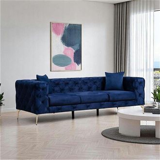 Pier Import Pier Import - Canapé 3 places bleu nuit en velours capitonné dover