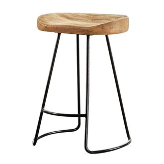 Generic Industrieller Barhocker mit Holzkissen, armloser Pub-Stuhl mit Metallgestell, h&ouml;henverstellbar f&uuml;r K&uuml;che, Esszimmer und Hausbar - robust