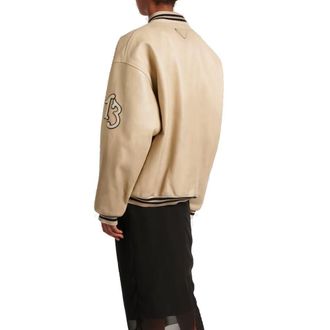 Prada Womens Beige Calfskin Bomber Clothing