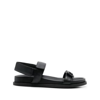 Emporio Armani Logo Nappa Ledersandalen - - Shoes - Damen - Schwarzk - 39 1/2 EU
