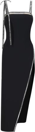 DAVID KOMA David Koma, Femme, Robes, Noir, Taille: 34 FR Robe Midi avec Jupe Ouverte et Détails en Cristal