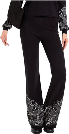 Twinset Pantalon en maille jacquard - Femme - Pantalons - Noir - Taille: 42 FR