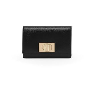 Furla Leder Mini Geldb&ouml;rse mit Metall-Logo-Verschluss - - Accessories - Damen - Schwarzk - ONE SIZE