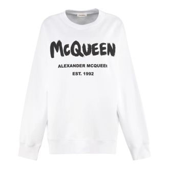 Alexander McQueen Graffiti Logo Sweatshirt - - Sweatshirts & Hoodies - Damen - Wei&szlig; - M