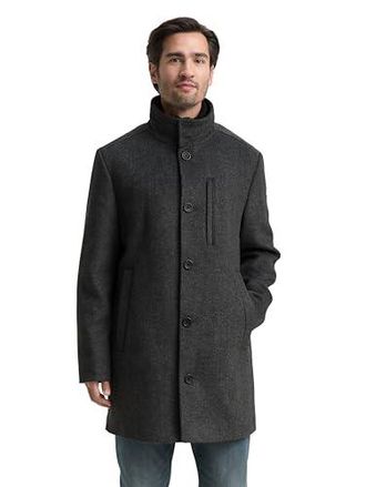 Tom Tailor Manteau en Laine pour Homme 1046983 30500-Dark Grey Black Herringbone 3XL, 30500 - Gris fonc&eacute; et Noir &agrave; Chevrons, 3XL