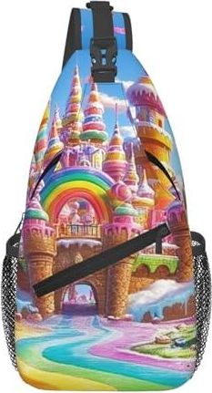 Generic Lollipops And Ice Cream Castle Rainbow Flag Sac &agrave; bandouli&egrave;re Sac &agrave; bandouli&egrave;re Sac &agrave; dos de voyage pour homme Sac &agrave; dos de randonn&eacute;e