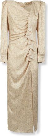 Alessandra Rich Femme, Robes, Beige, Taille: 42 FR Jacquard Draped Dress