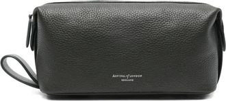 Aspinal of London Kulturbeutel aus gek&ouml;rntem Leder - Gr&uuml;n