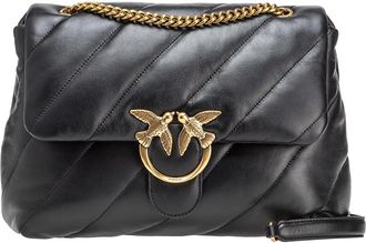 Pinko Damen Love Puff Big Cl Sheep Nappa Tasche, Z99q_schwarz-antik Gold