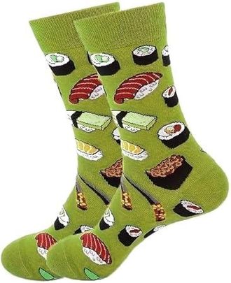 Generic Chaussettes fantaisie pour homme Motif sushi japonais Taille 40-46, Vert, 6-11