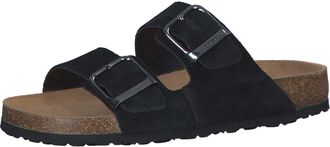 Tamaris Damen Fu&szlig;bett Pantolette Leder flach, schwarz, 36 EU