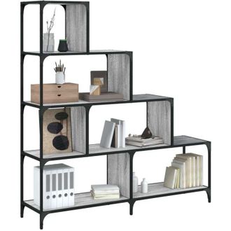 vidaXL vidaXL Biblioth&egrave;que &agrave; 4 niveaux sonoma gris bois ding&eacute;nierie
