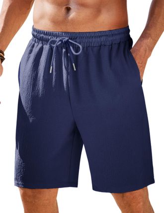 Coofandy Kurze Hose Herren Leichte Sommershorts Freizeit Gummizug Passform Strand Shorts Navy blau XL