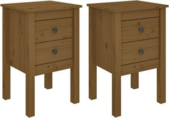 vidaXL Tables de chevet 2 pcs Marron miel 40x35x61,5 cm Pin solide vidaXL