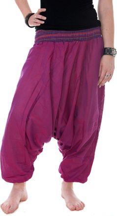 vishes Haremshose mit gestreiftem oder farbigem Bund - Unisex - Alternative Bekleidung f&uuml;r Damen und Herren