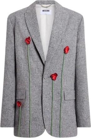 Moschino Femme, Vestes, Gris, Taille: 40 FR Veste en tweed brod&eacute;