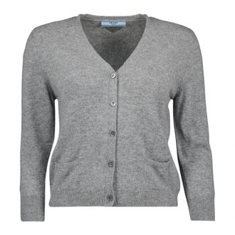 Prada Grauer Woll V-Ausschnitt Cardigan - - Knitwear - Damen - Grau - M