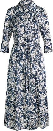 Joop Femme, Robes, Bleu, Taille: 42 FR Robe Chemise en Viscose avec Motif V&eacute;g&eacute;tal
