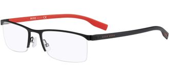 HUGO BOSS BOSS Mens 0610/N Sunglasses, Matte Black RED, 55