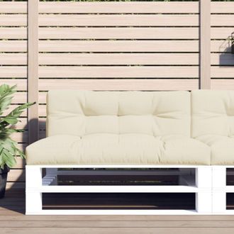 vidaXL vidaXL Coussins de palette lot de 2 cr&egrave;me tissu