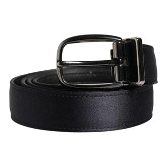 Dolce & Gabbana Classic Viscose Metall Schnalle G&uuml;rtel - - Accessories - Herren - Schwarzk - ONE SIZE