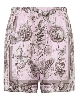 Philipp Plein Silk Shorts Butterfly Tattoo