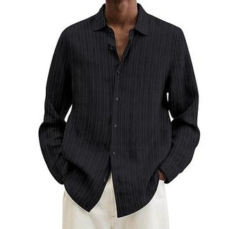 Generic Chemise &agrave; manches longues pour homme - Boutonn&eacute;e - Infroissable - Confortable - Doux - D&eacute;contract&eacute; - Pour un usage quotidien - Vacances en plein air, 