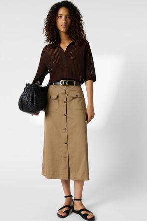 Gerard Darel Jupe mi-longue en coton - JASMINA - Safari
