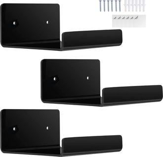 Generico Transparente Wandregale: 3-teiliges Acryl-Displayregal-Set, schwebendes, modernes Badezimmer-Make-up-Organizer, minimaler Stauraum, Wohnstil