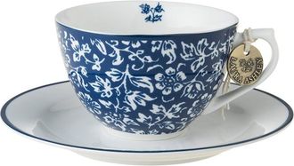 Laura Ashley Cappuccino Tasse und Untertasse - Blueprint Sweet Allysum - 2-teilig - Ø9,5cm