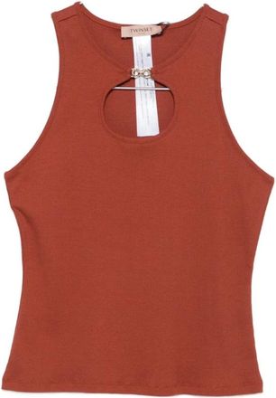 Twinset Femme, Tops, Brun, Taille: 36 FR Keyhole Ribbed Top