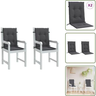 vidaXL Niedriglehner-Auflagen 2 Stk Melange Anthrazit 100x50x4cm Stoff - Sitzkissen - Gartenstuhlkissen - Outdoorkissen - Niedriglehner Auflagen