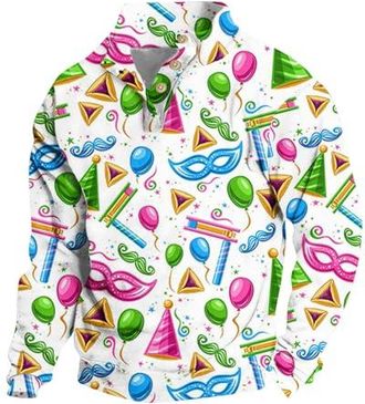 Generic Costume de carnaval pour homme - Sweat-shirt sans capuche - T-shirt dext&eacute;rieur avec col 1/4 - T-shirt &agrave; manches longues - Col montant - Pull de transi