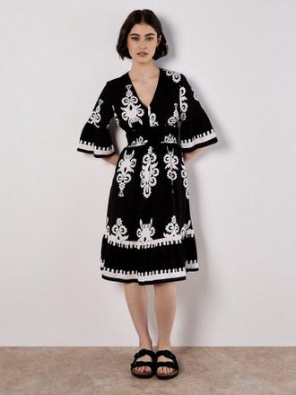 Apricot Minikleid Florales barockes gesmoktes Minikleid Gemustert