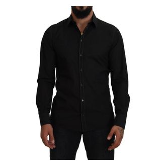 Dolce & Gabbana Homme, Chemises, Noir, Taille: XL Chemise Noire Formelle en Coton lgante