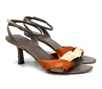 The Row Ribbons Leather and Satin Sandals Size 38